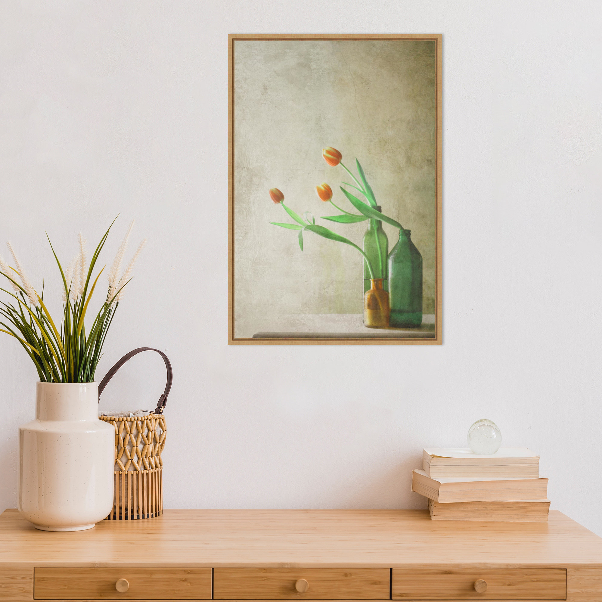 Red Barrel Studio® Three Tulip Flowers by Delphine Devos - Floater Frame Painting Print on ...